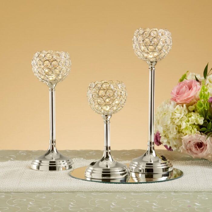 12 Branches Metal Candle Holder with Glass Shades in Gold (51 " H)